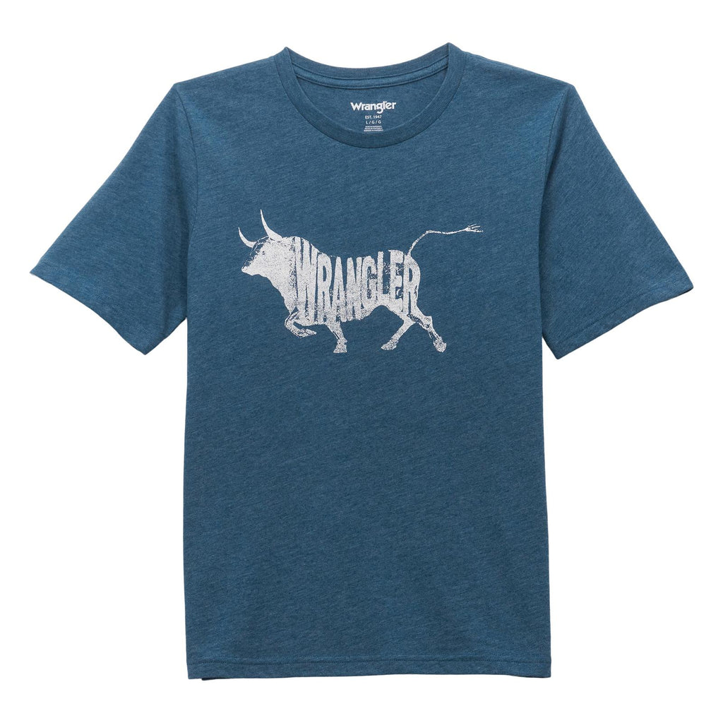 WRANGLER BOYS TEE - DARK DENIM HEATHER – Bridle Path Tack Shop