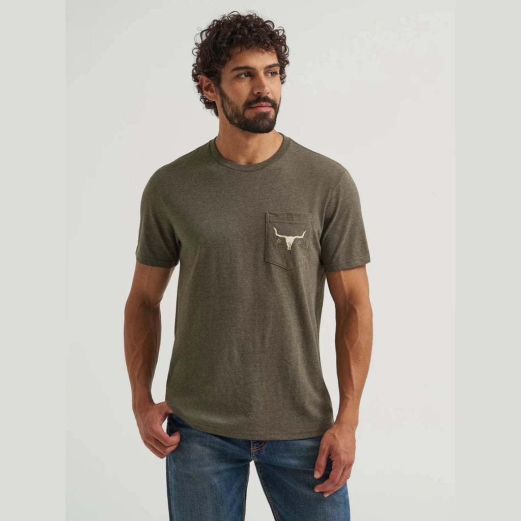 WRANGLER MENS BACK GRAPHIC POCKET TEE - GRAPE LEAF – Bridle Path Tack Shop