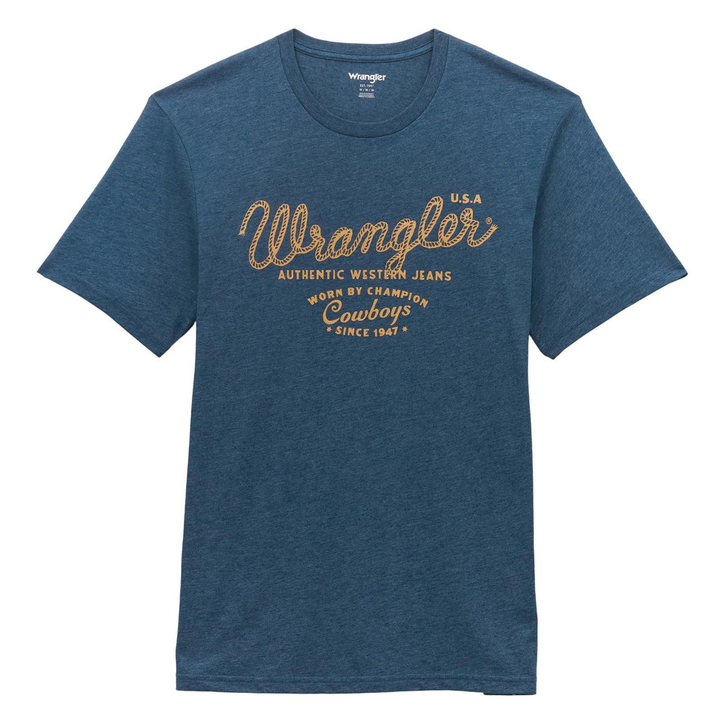 WRANGLER MENS TEE - DARK DENIM HEATHER – Bridle Path Tack Shop