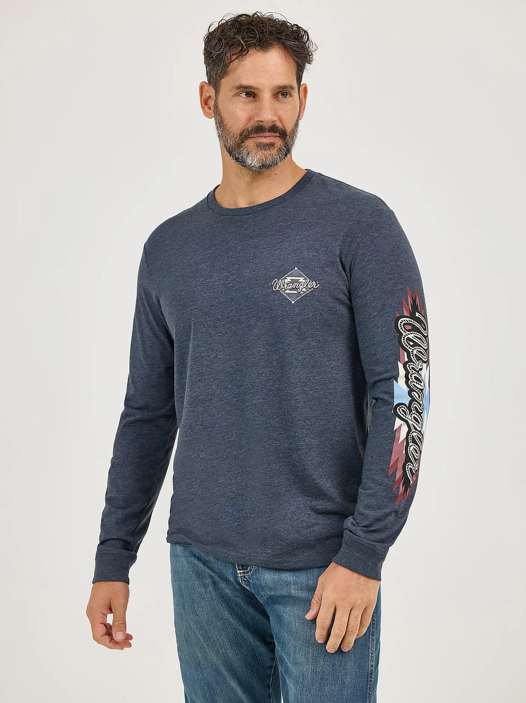 WRANGLER MENS LONG SLEEVE GRAPHIC SHIRT - DARK NAVY – Bridle Path Tack Shop