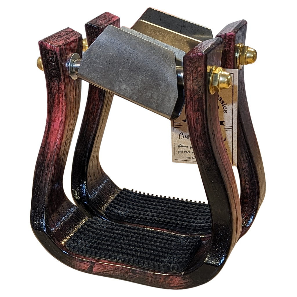 NETTLES BARREL RACING STIRRUP LEVER SYSTEM - BROWN BLACK AND PAINTED P ...