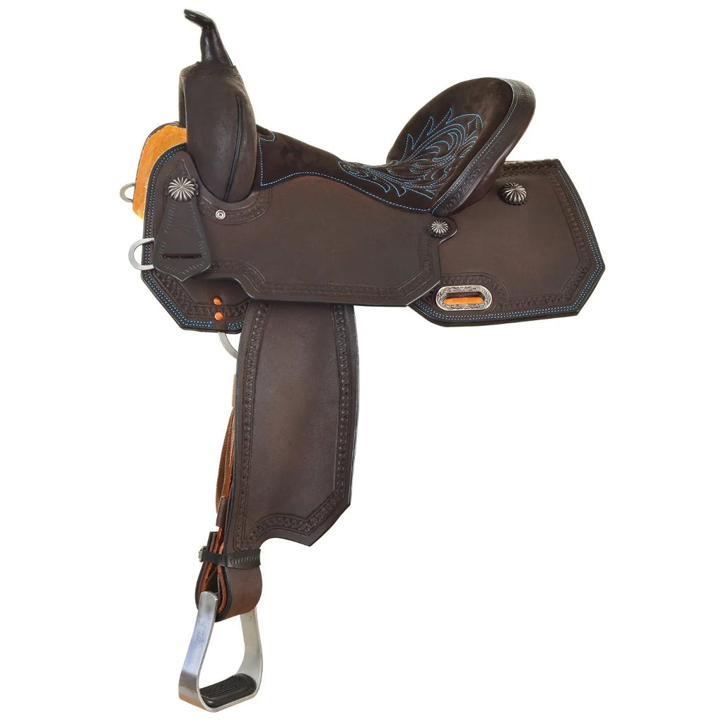 HIGH HORSE LEONA BARREL SADDLE BLUE STITCH SEAT - 15" – Bridle Path ...